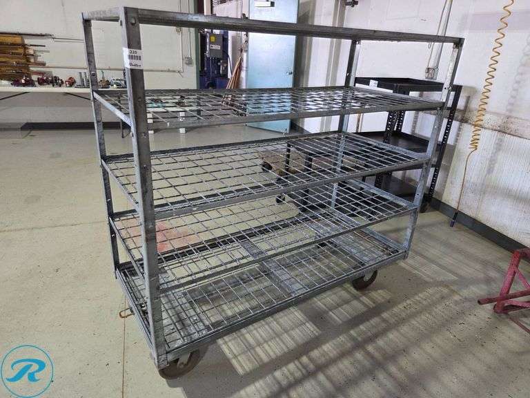 Metal Rolling Wire Shelving Unit with Four Tiers - Roller Auctions