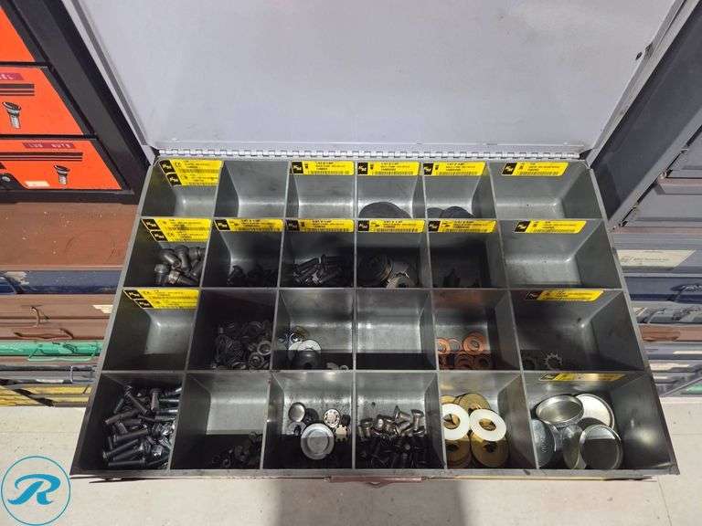 (3) 4-Drawer Hardware Organizers with Assorted Fasteners and Components ...