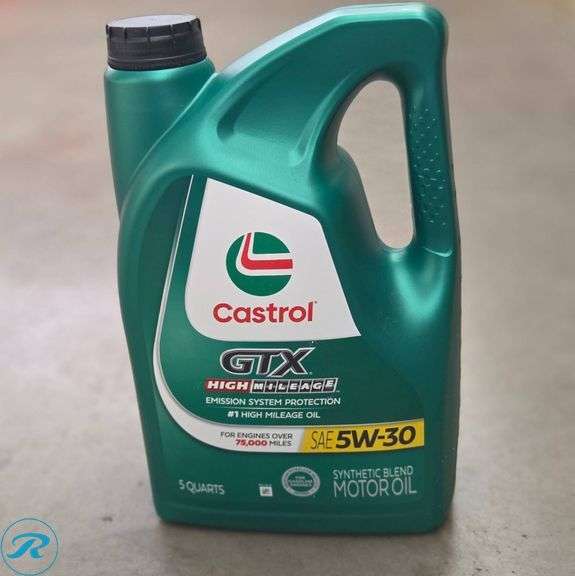 5 Quarts Castrol GTX High Mileage 5W-30 Synthetic Blend Motor Oil ...