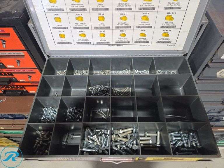(3) 4-Drawer Hardware Organizers with Assorted Fasteners and Components ...