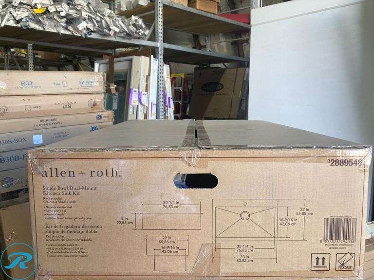 (1) New allen + roth Alden Drop-in or undermount 33-in x 22-in ...