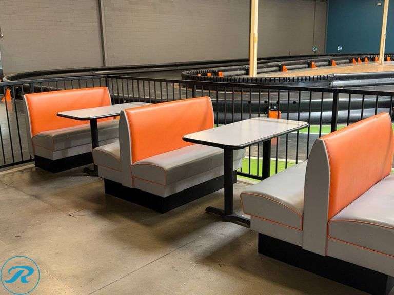 (5) Double-Sided Upholstered Restaurant Booths, 48″, (2) Single-Sided ...
