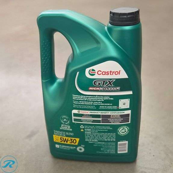 5 Quarts Castrol GTX High Mileage 5W-30 Synthetic Blend Motor Oil ...