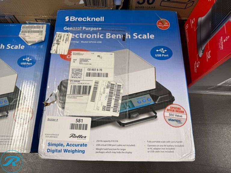 (2) Brecknell Model GP250-USB Electronic Bench Scales - Roller Auctions