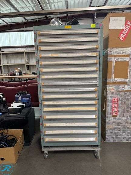 Lista Cabinet, 16-Drawer With Wheels, Includes Contents - Roller Auctions
