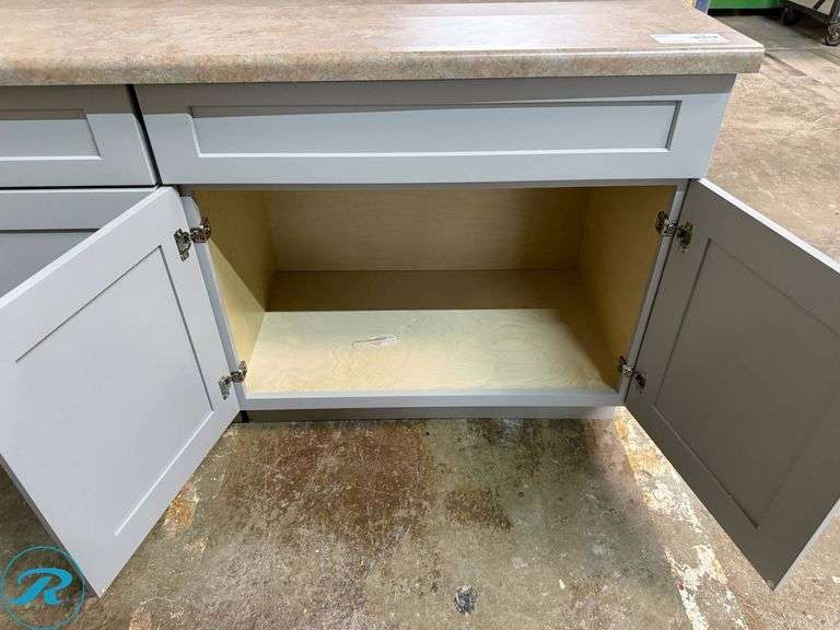 2 Vanity Sink Base Cabinets, HCI Grey Shaker, 36” x 21” x 34 ½ Tall ...