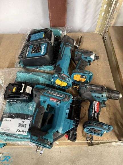 (4) Makita 18V Power Tools With Battery, Charger, and Bag - Roller Auctions