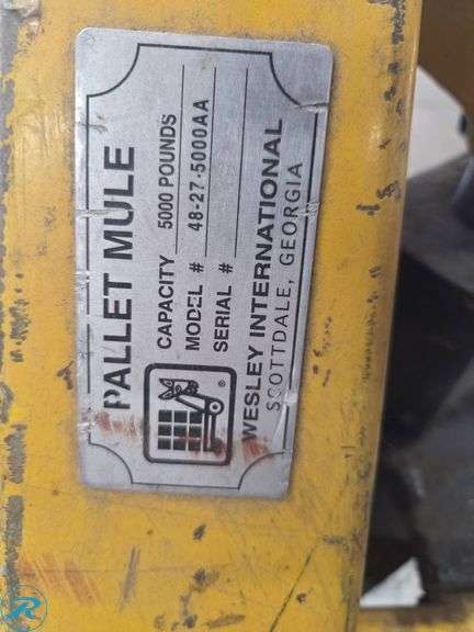 Wesley International Pallet Mule Model 4812-5000AA Yellow Manual Pallet ...