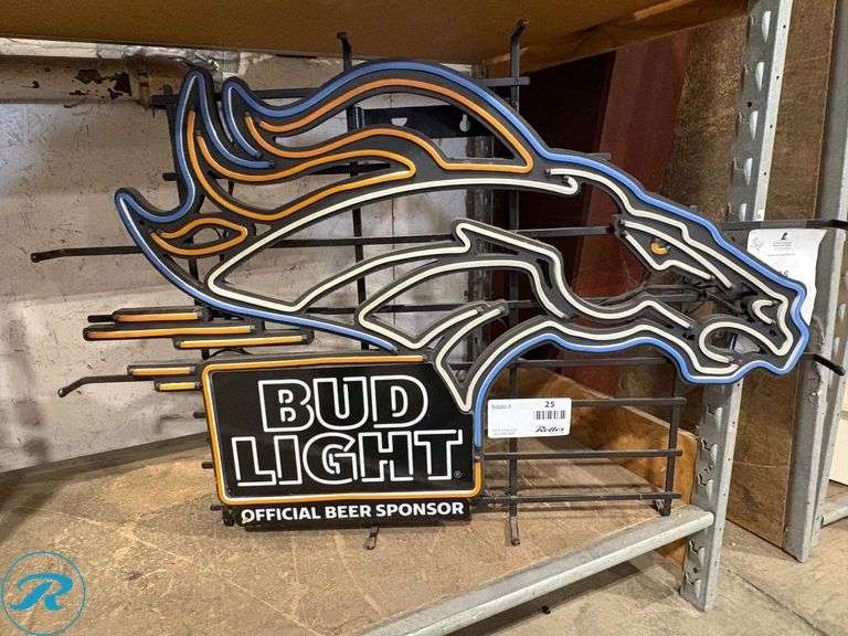 Bud Light Lighted Sign with Denver Broncos Design, Inoperable - Roller ...