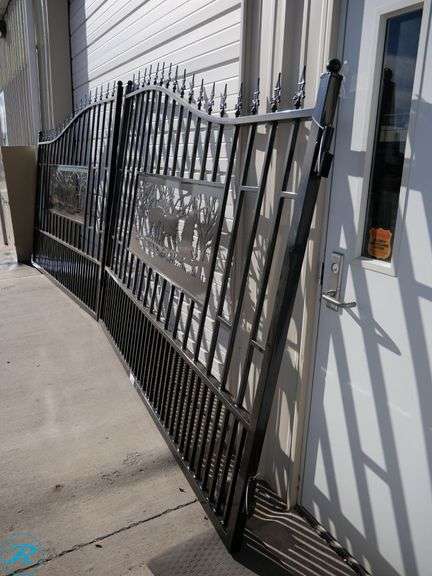 New All Metal K0720 20' Bi-Parting Wrought Iron Gate, Deer Center ...