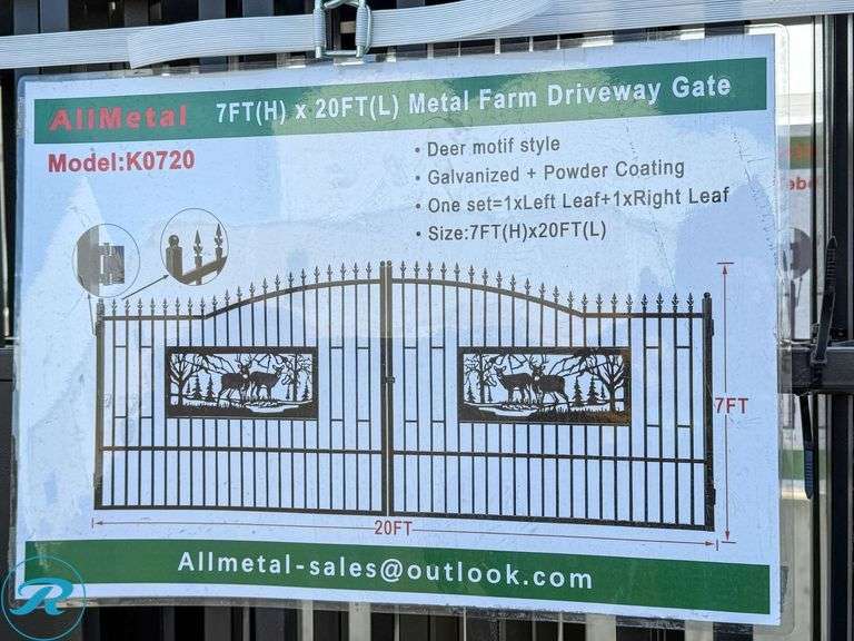 New All Metal K0720 20' Bi-Parting Wrought Iron Gate, Deer Center ...