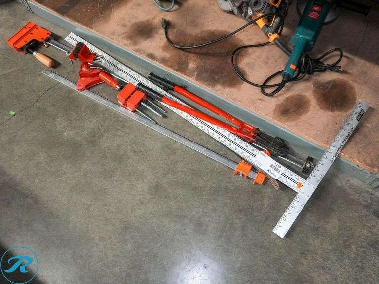 Wood Clamps, Vise, Bolt Cutters and T-Square - Roller Auctions