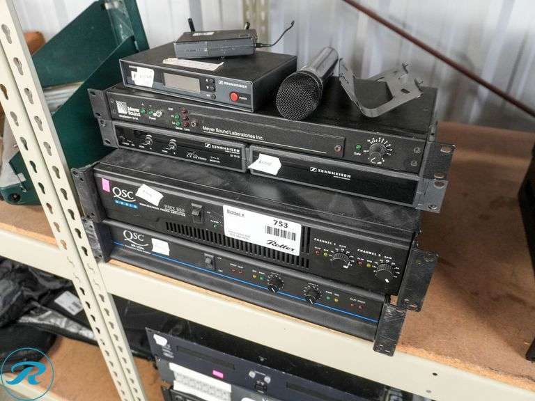 (2) QSC Amplifiers, Meyer Sound Speaker Processor and Sennheiser ...