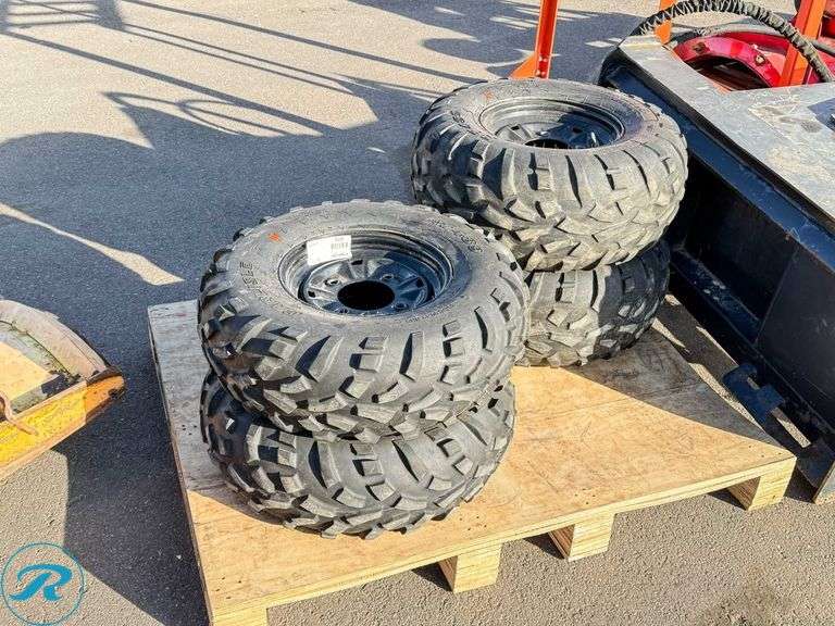 Carlisle AT489 ATV Tires With Wheels: (2) 25x10.00-12 and (2) 25x11.00 ...