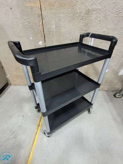 New Winco UC-2415K Black 3-Tier Utility Cart with Brakes, 32inW x 16inD ...