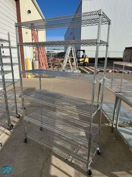 6-Tier Wire Rack On Casters, 48" x 18" - Roller Auctions