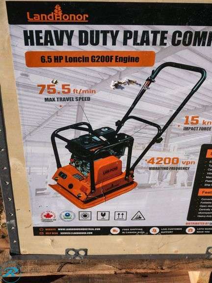 New Land Honor LHR-PC90 Heavy Duty Plate Compactor, 6.5 HP Gas Engine ...