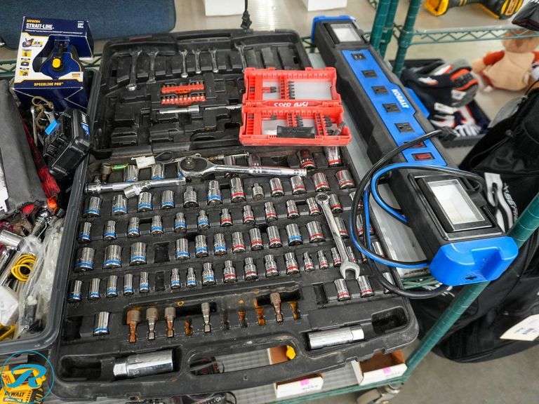 (3) Trays of Hand Tools, Socket Set and Power Strip (Socket Set Incomplete) - Roller Auctions