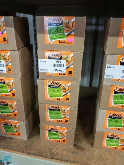 (5) Boxes of Bic Round Stick Ball Pens - Roller Auctions