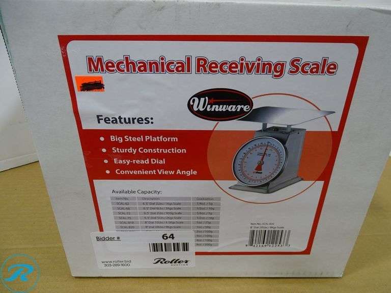 New Winco SCAL-820 20 lb. Receiving Scale with 8in Dial - Roller Auctions
