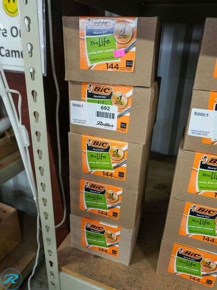 (5) Boxes of Bic Round Stick Ball Pens - Roller Auctions