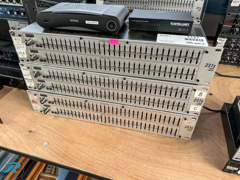 (3) DBX 231s Graphic Equalizers, Intellinet Element Switch and Barco ...