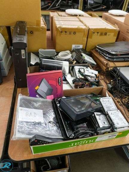 (3) Trays of Computer Components and Philips DVD Player (Damaged) - Roller Auctions