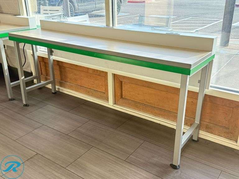 Wood & Metal Communal Table With Charging Outlets, 72in x 19in - Roller ...