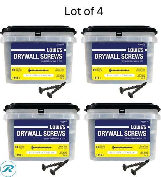 (4) New- Lowe's #6 x 1-5/8-in Bugle Coarse Thread Drywall Screws 10-lbs ...