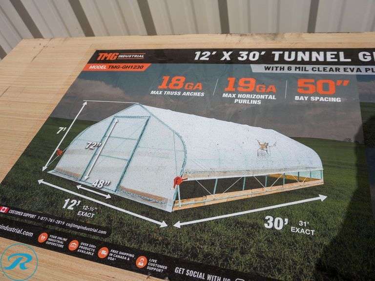 New TMG Industrial TMG-GH1230 Tunnel Greenhouse Grow Tent, 12' x 30 ...