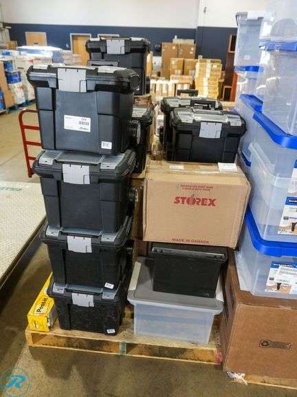 Pallet Of Storex Plastic Rolling Bins - Roller Auctions