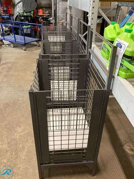 (5) Metal Storage Bins/Racks with adjustable base and two dividing ...