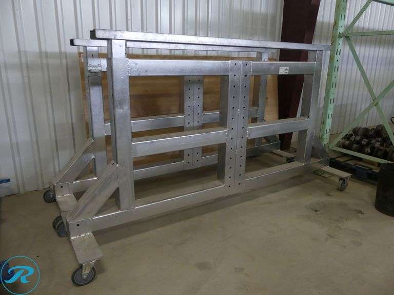 (2) Aluminum Adjustable Height Racks On Casters - Roller Auctions