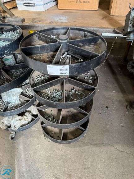 (2) 4-Tier Hardwood Sorters on Casters With Pin Setter and Inventory ...