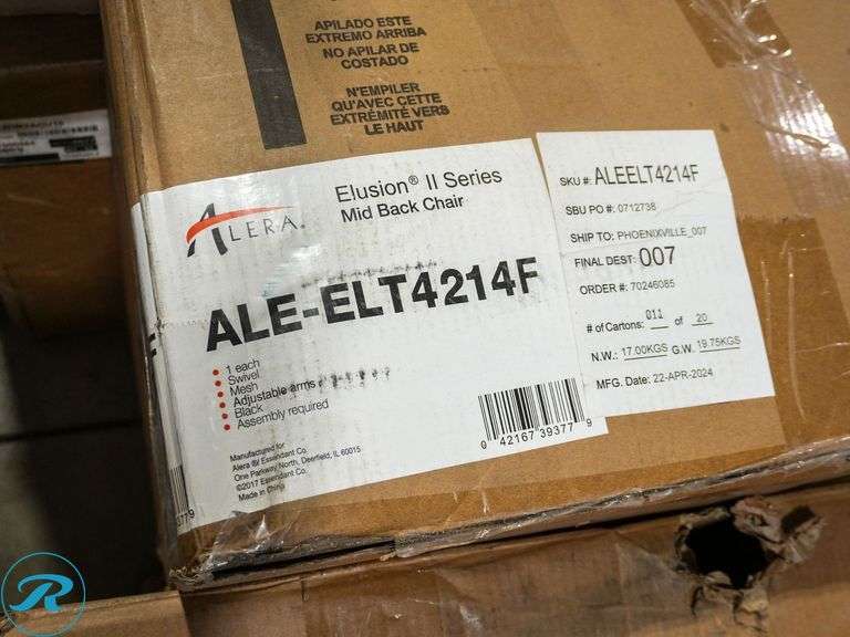 Alera ALE-ELT4214F Mid Back Chair - Roller Auctions