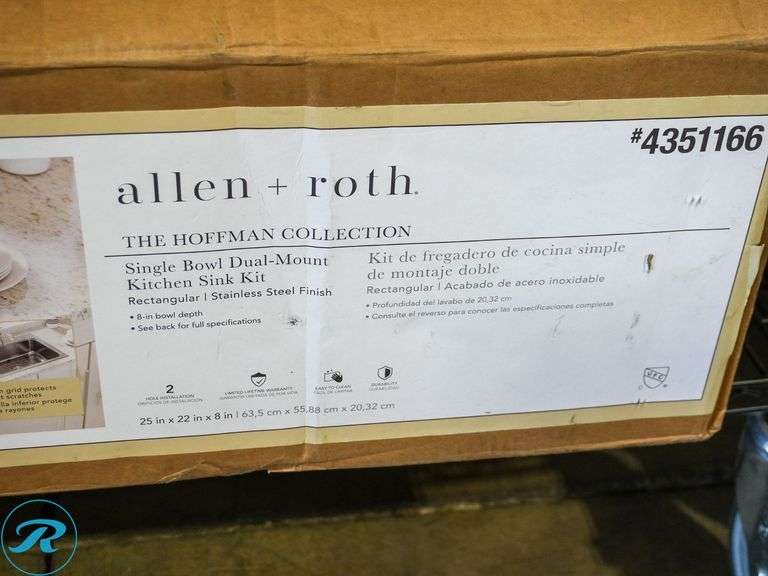 allen + roth, 4351166, Single Bowl Dual Mount Kitchen Sink Set - Roller ...