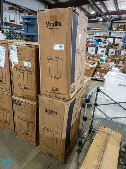 (2), Rubbermaid, Slim Jim Plastic Step-On Containers, 18 Gal - Roller ...