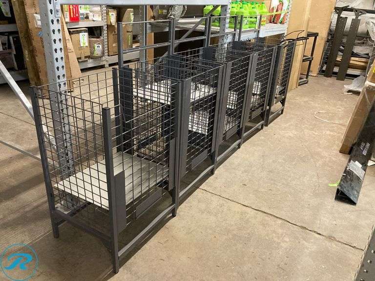 (5) Metal Storage Bins/Racks with adjustable base and two dividing ...