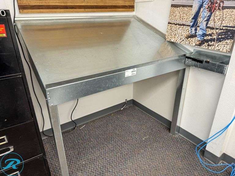 Stainless Steel Drafting Table With 4-Drawer and 2-Drawer File Cabinets ...