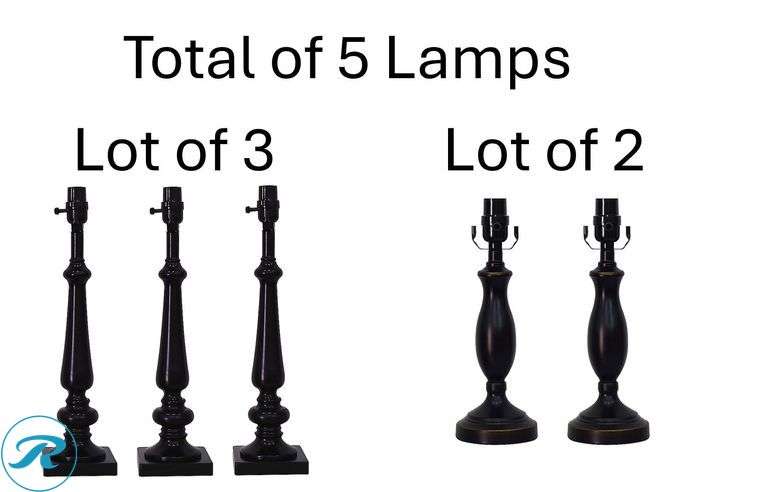 (5) New- (3) allen + roth 19-in Matte Black Plug-in Metal Lamp Base (2 ...