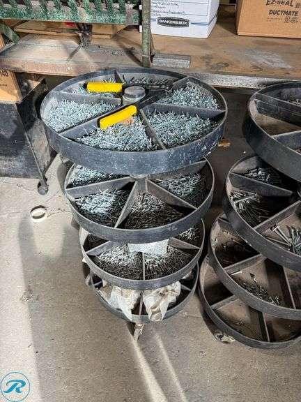 (2) 4-Tier Hardwood Sorters on Casters With Pin Setter and Inventory ...