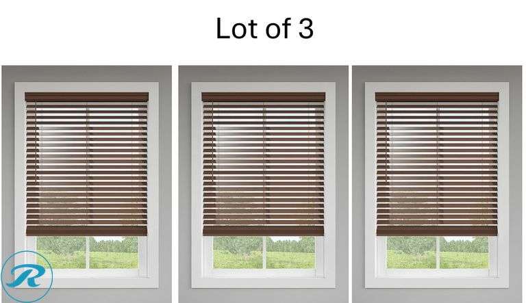(3) New- LEVOLOR Trim+Go 2-in Slat Width 67-in x 64-in Cordless Walnut Faux Wood Room Darkening ...