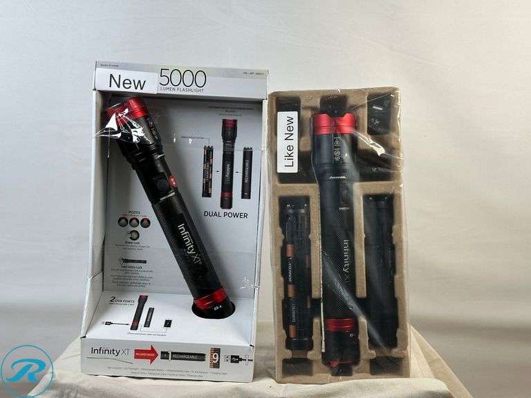 (2)Infinity X1 Dual Power Rechargeable Flashlight 5000 Lumens-(1)New;(1 ...