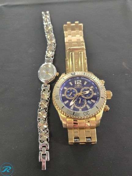 (2) Watches: Invicta Chronograph and Victoria Quartz with Decorative ...