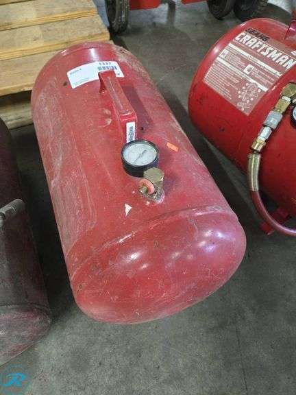 Portable Red Air Tank with Gauge and Hose Connection - Roller Auctions