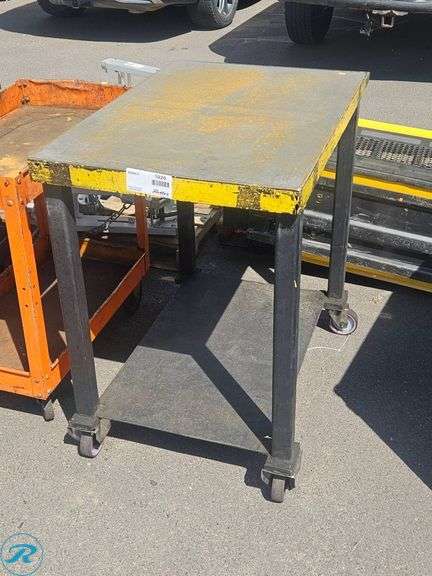 Metal Industrial Rolling Work Table With Shelf - Roller Auctions