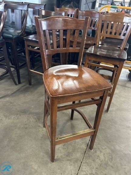 Set of (6) Wooden Bar Stools with Ladder-Back Design - Roller Auctions
