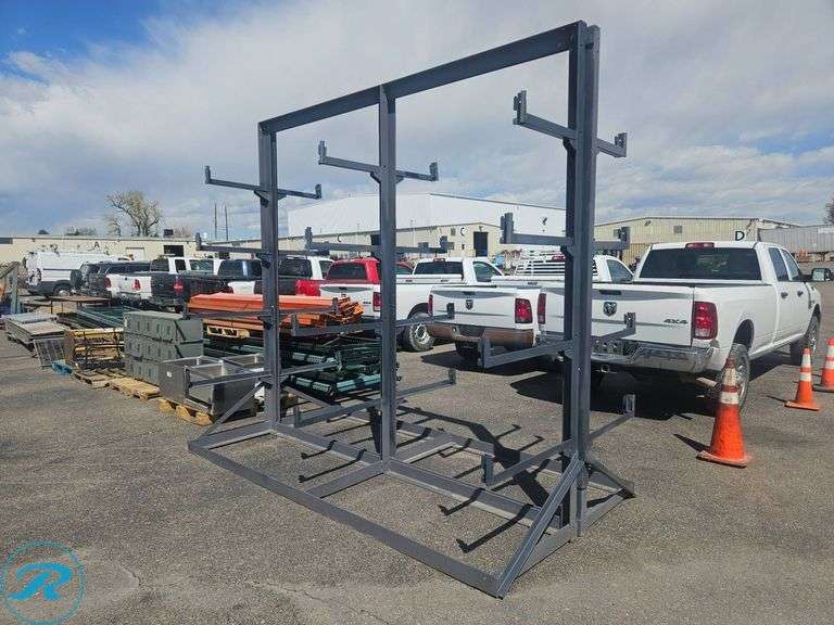 Metal Storage Rack with Multiple Arms, 10′ High x 11′ Long x 33″ Deep ...