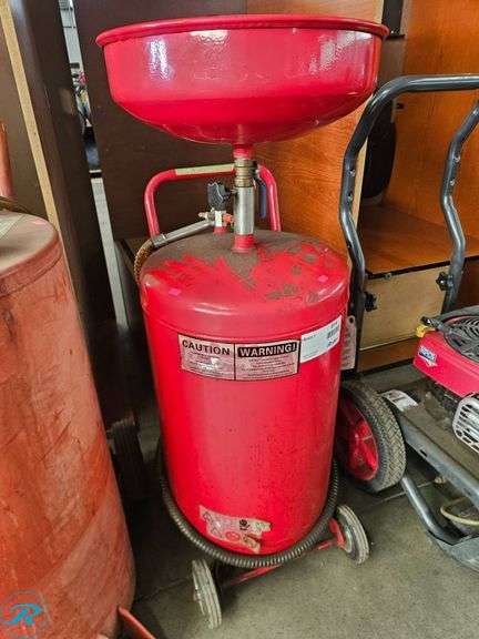 Red Portable Waste Oil Drain Tank with Basin - Roller Auctions