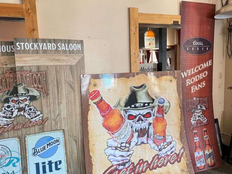 (5) Stockyard Saloon Signs - Roller Auctions